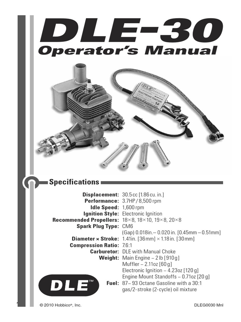 DLE 30 Manual | PDF | Carburetor | Ignition System