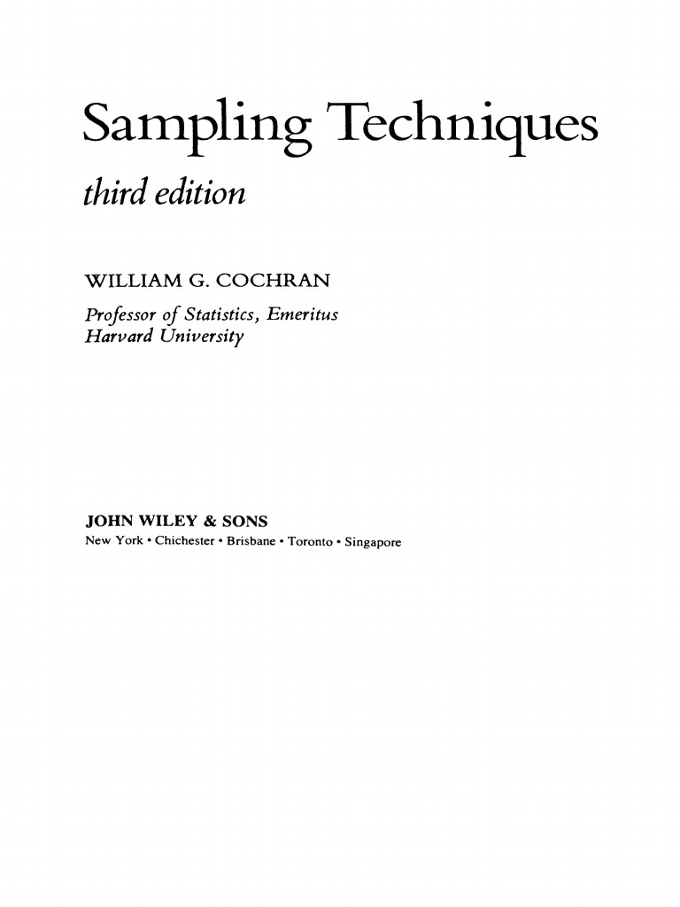 Cochran W.G. Sampling Techniques 3rd Ed. (Wiley, 1977) (047116240x) | PDF