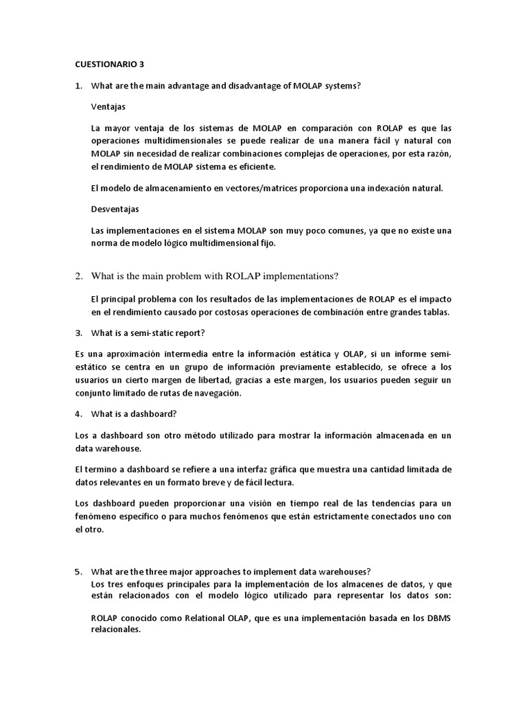 Preguntas 3 Data Warehouse | Descargar gratis PDF | Ciencias de la Información | Bases de datos