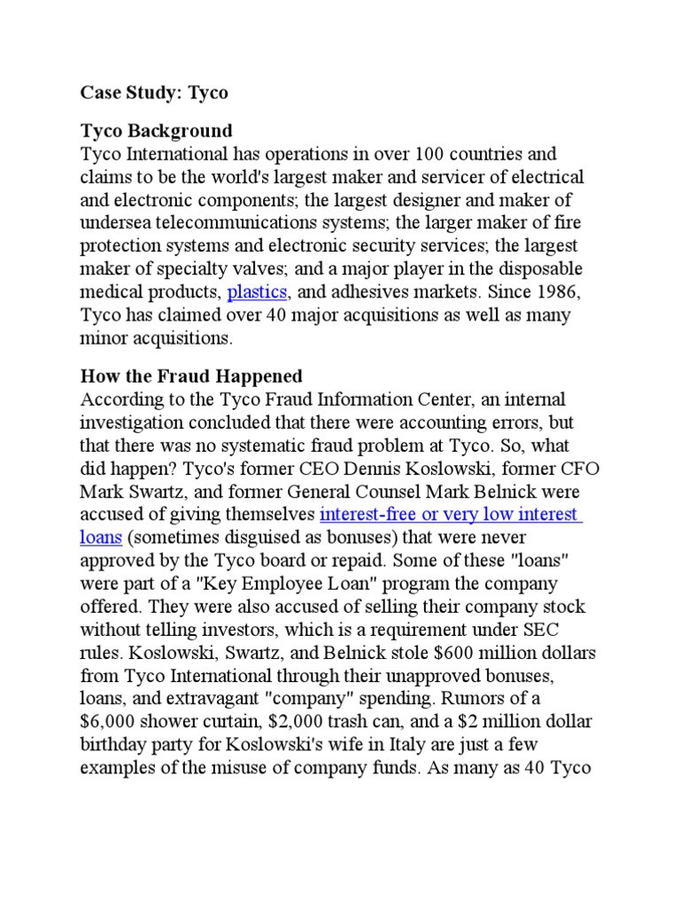 Tyco Scandal: Executive Fraud Timeline | PDF | Stocks | Companies