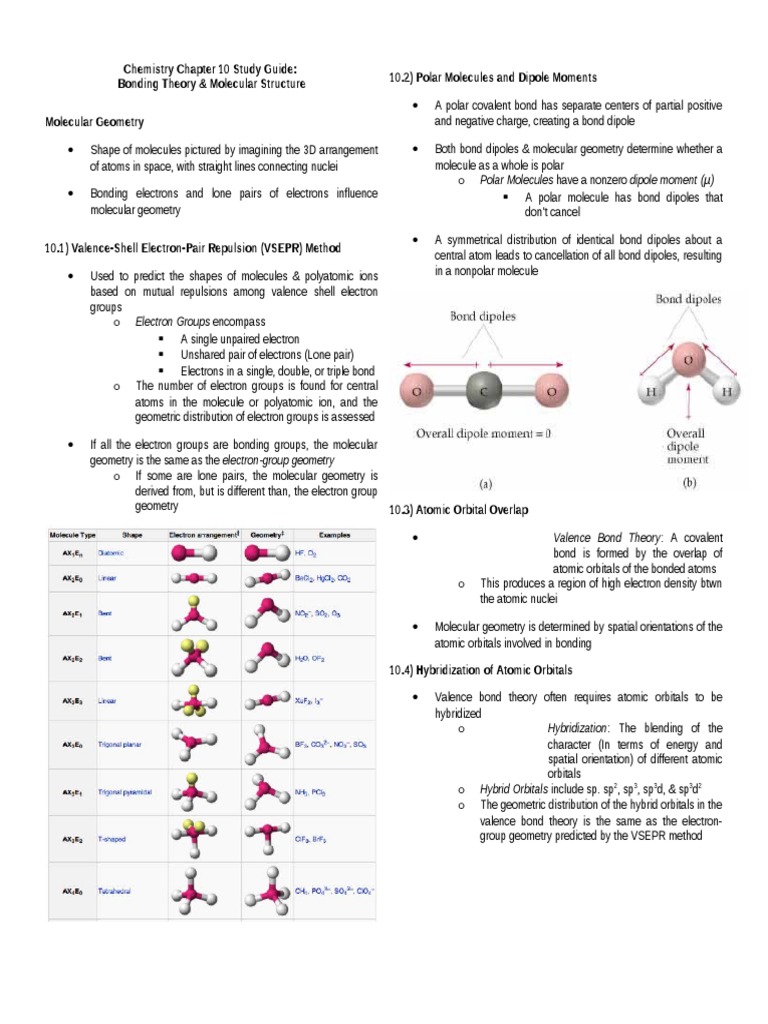 Chemistry Chapter 10 Study Guide | PDF | Chemical Bond | Chemical Polarity
