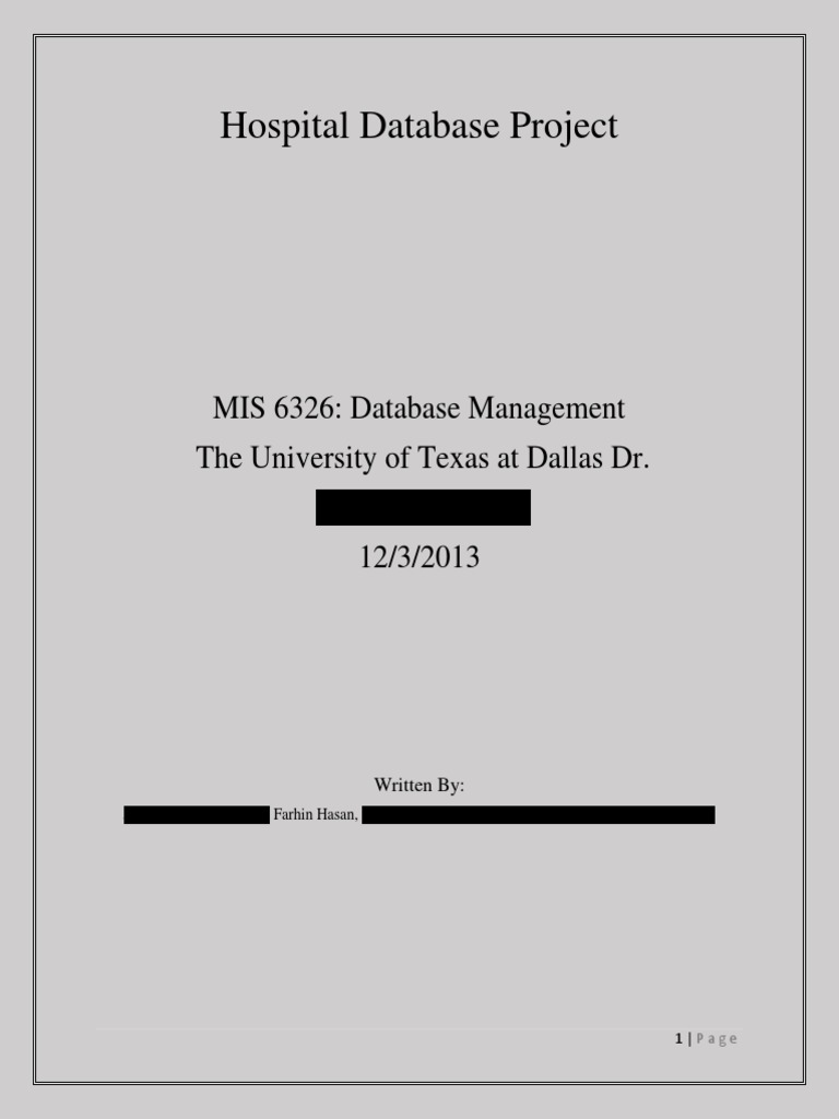 Hospital Database Project | PDF | Hospital | Patient