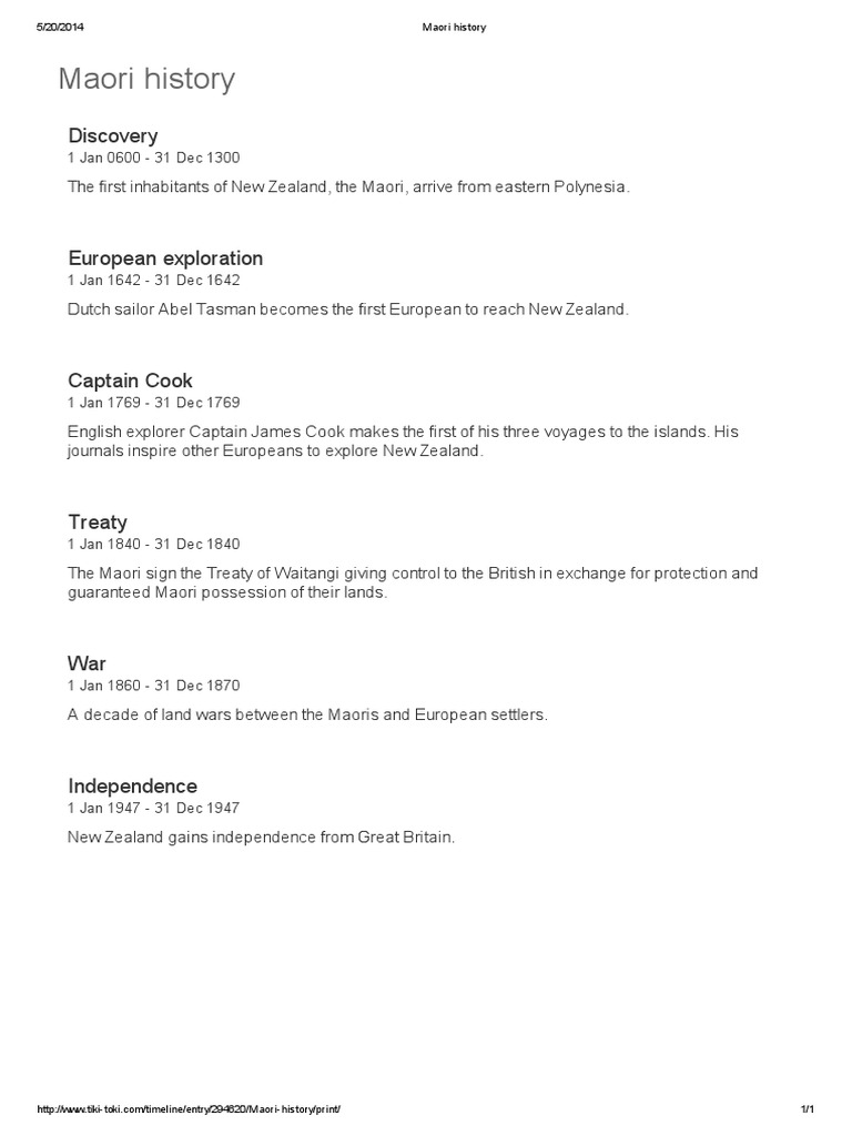 Māori History Timeline Overview | PDF | Social Science | Travel