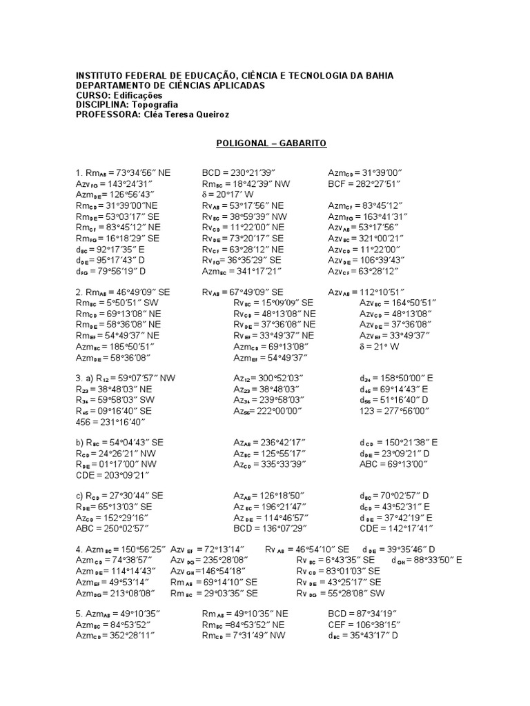 Azimuth and Distance Calculations | PDF