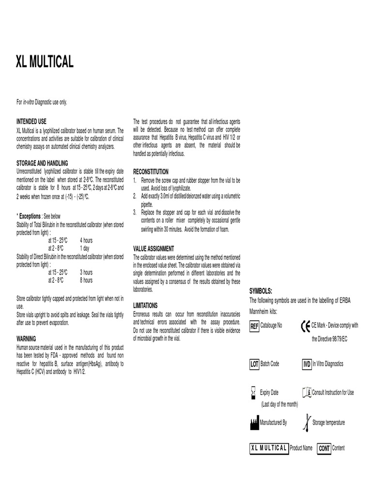 XL Multical | PDF | Freeze Drying | Magnesium
