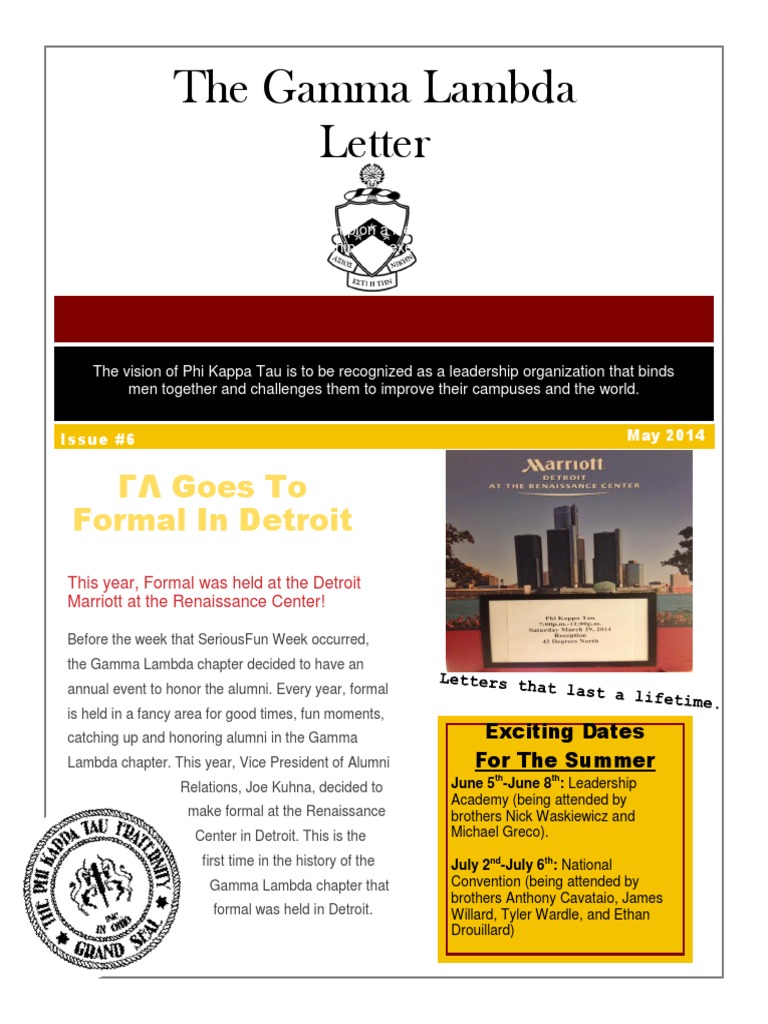 The Gamma Lambda Letter: ΓΛ Goes To Formal In Detroit | PDF ...