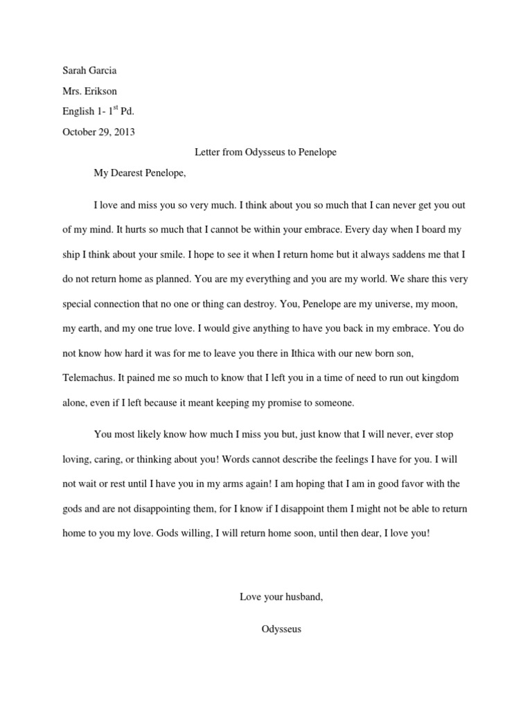 Letter From Odysseus To Penelope | PDF