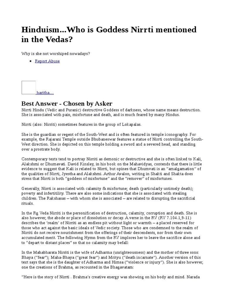 Goddess of Destruction and Misfortune: Understanding the Ancient Hindu ...