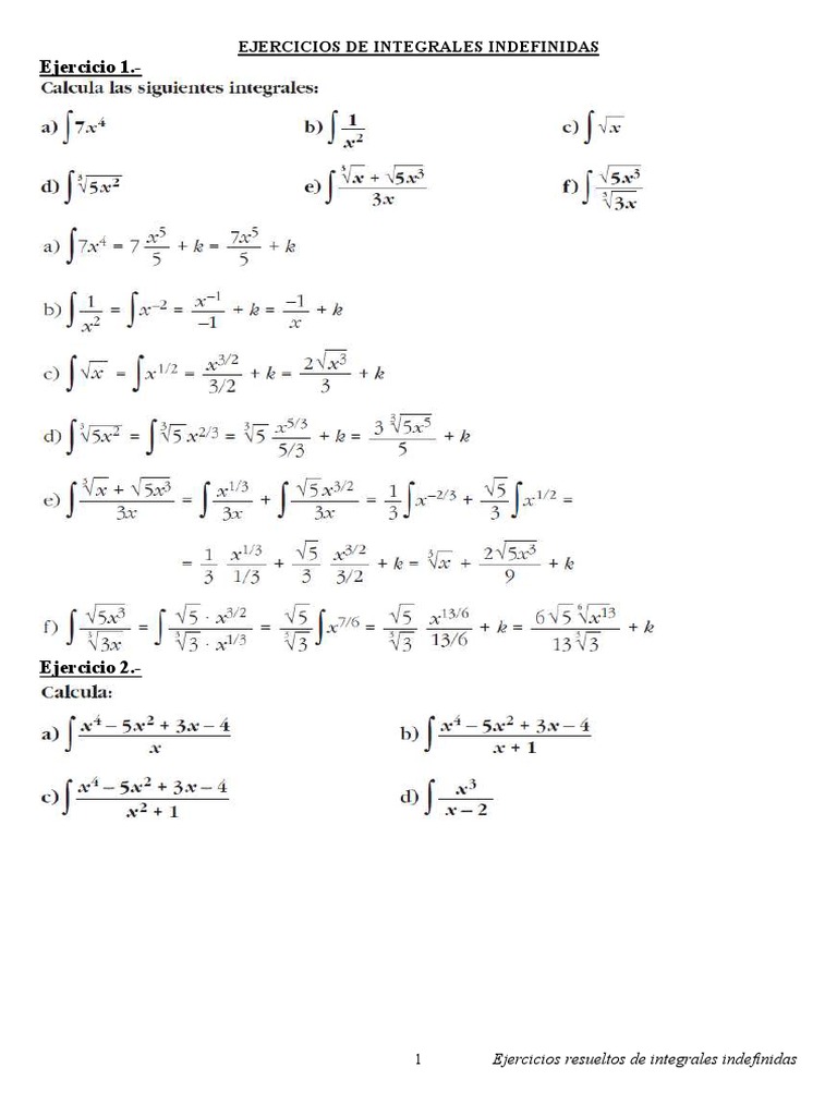 Integrales Indefinidas Ejercicios Resueltos 2 PDF | PDF