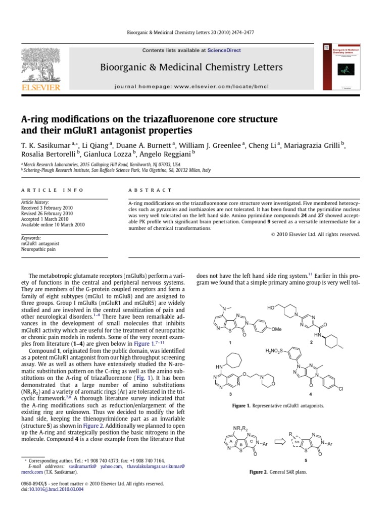 Bioorganic & Medicinal Chemistry Letters | PDF | Amine | Molecules