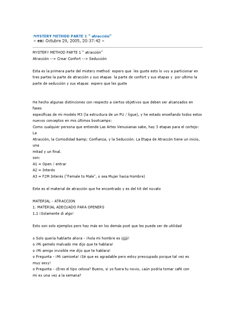 Mystery Method Parte 1 Atraccion | PDF