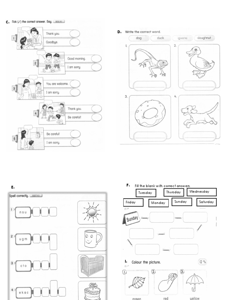English Year 1 Test Mid Year 2014 | PDF