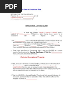 Affidavit of Adverse Claim Sample | PDF | Finance & Money Management ...