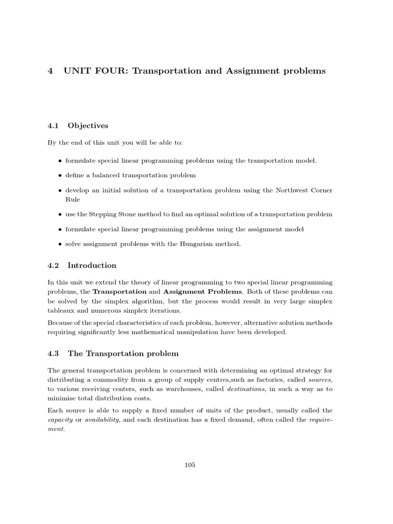 Transportation Assignment | PDF | Linear Programming | Algorithms