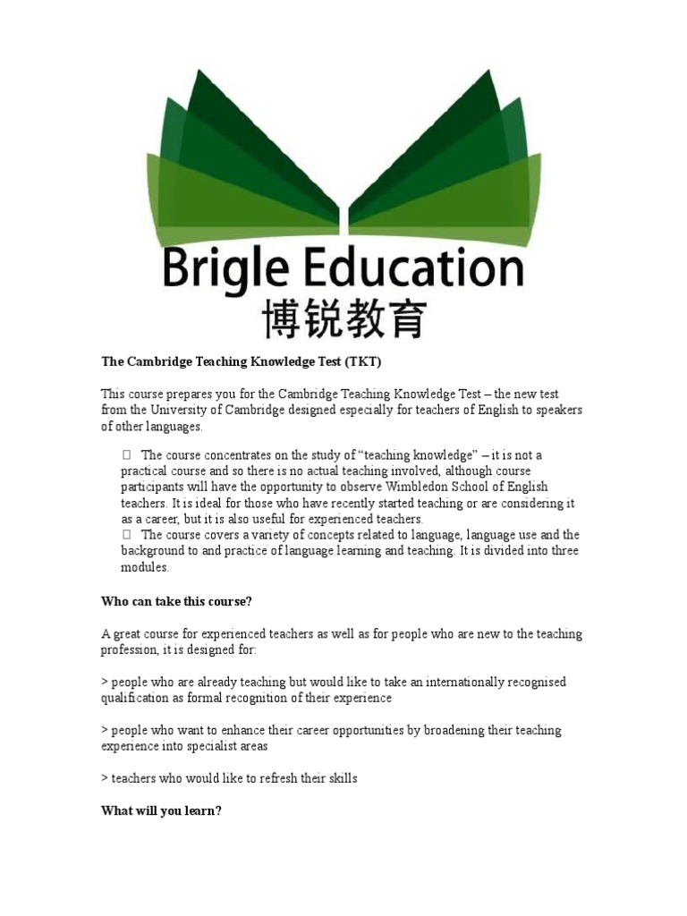 Preparing for the Cambridge Teaching Knowledge Test: An Overview of ...