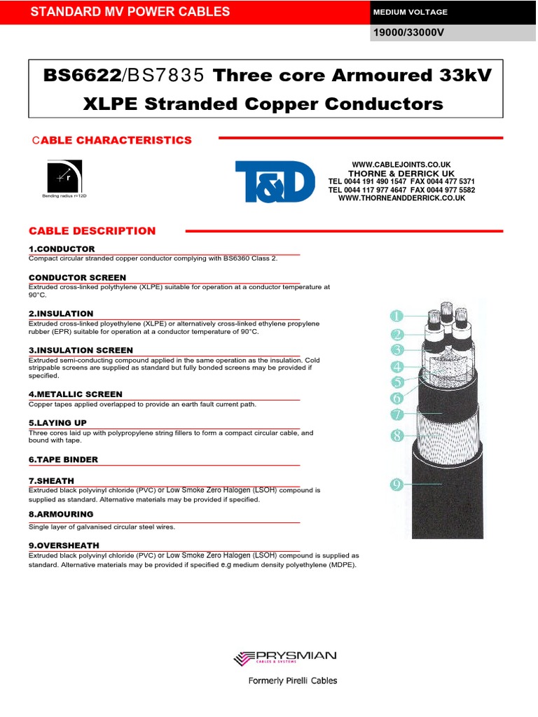 33kV 3 Core XLPE SWA Stranded Copper Conductor HV Cable | PDF ...