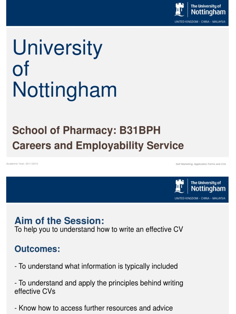 University of Nottingham: School of Pharmacy: B31BPH Careers and ...