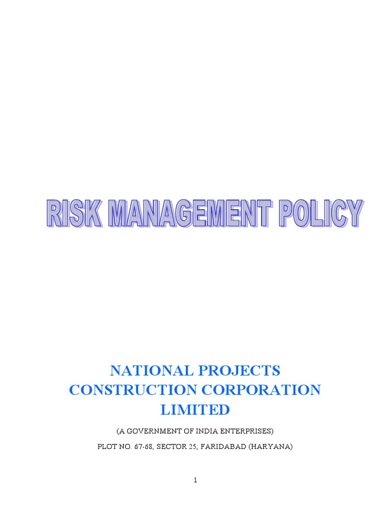 Draft Risk Management Policy NPCC | PDF | Risk Management | Threat ...