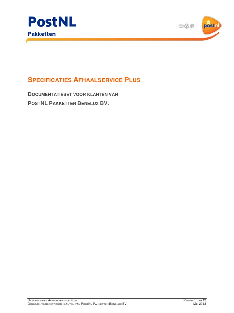 PostNL Zelfbouwspecificaties Afhaalservice-Plus 2013 n1 | PDF