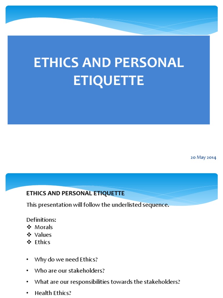 Presentation On Personal Etiqutte | PDF | Value (Ethics) | Etiquette