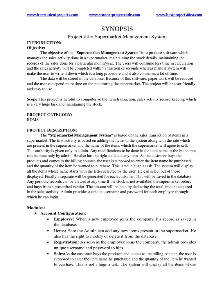 Supermarket Management System | PDF | Supermarket | Microsoft Sql Server