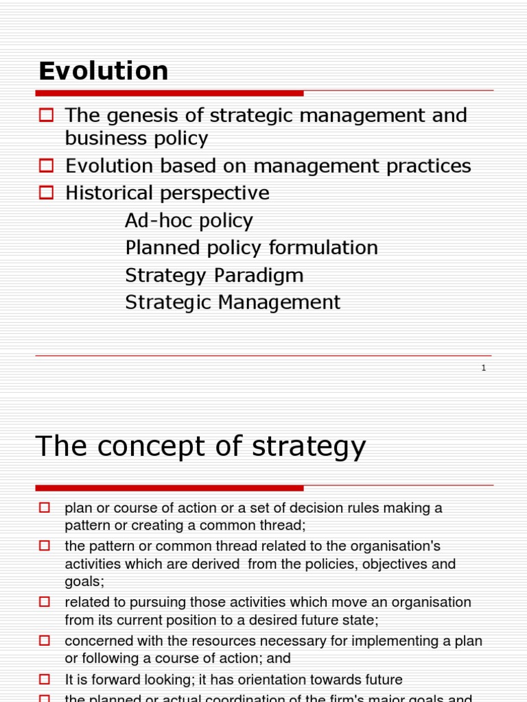 Evolution, Strategic Mgt..Process & Strategic Planning | PDF ...