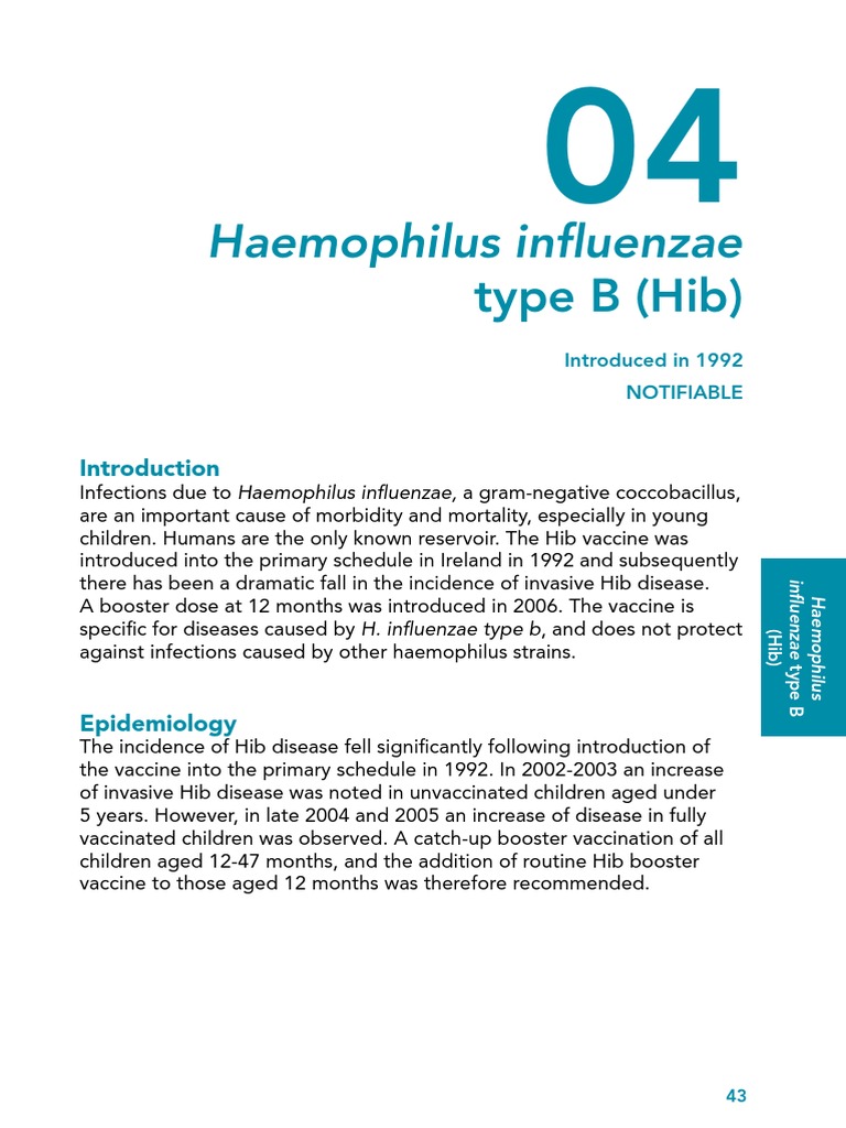 Haemophilus Influenzae: Type B (Hib) | PDF | Vaccines | Children's Health