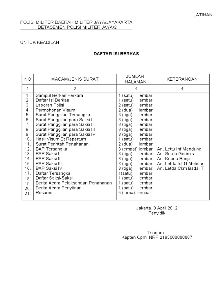 16 Daftar Isi Berkas | PDF