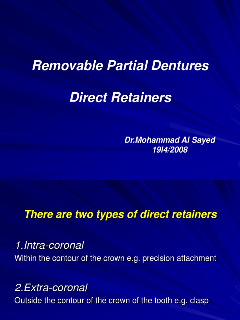 Types of Direct Retainers in RPD | PDF | Home & Garden