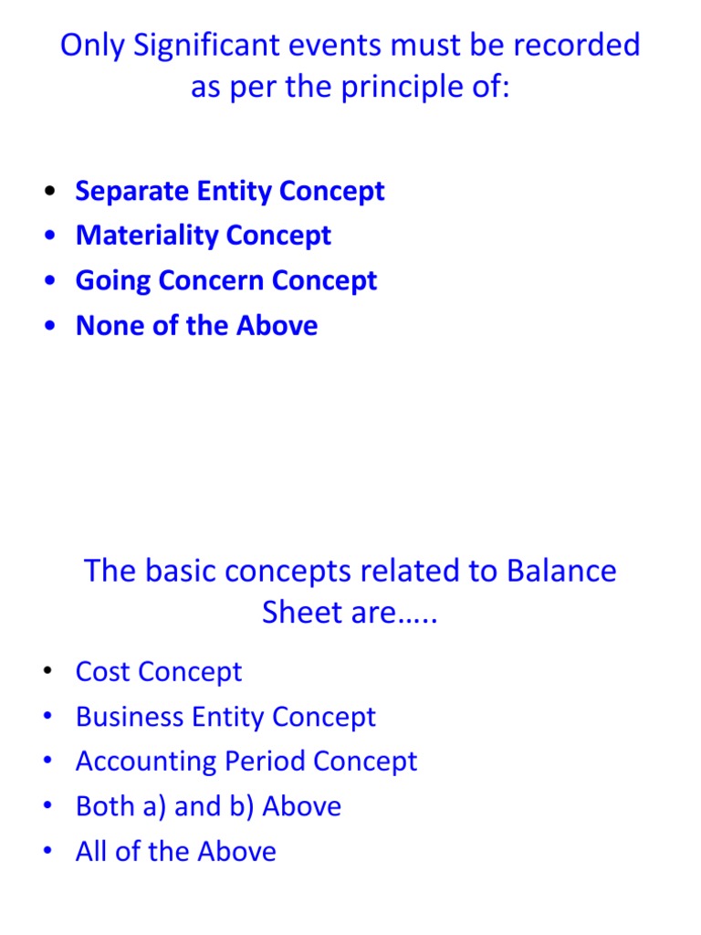 Accounting Concepts Quiz | PDF