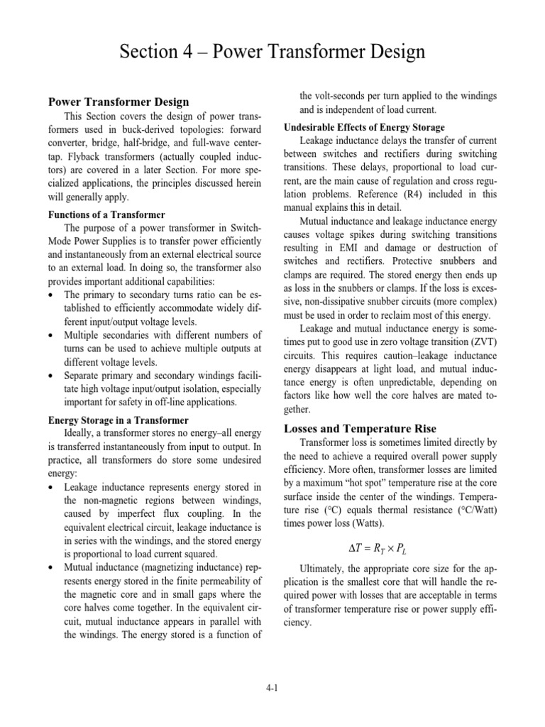 Power Transformer Design | PDF | Inductance | Transformer