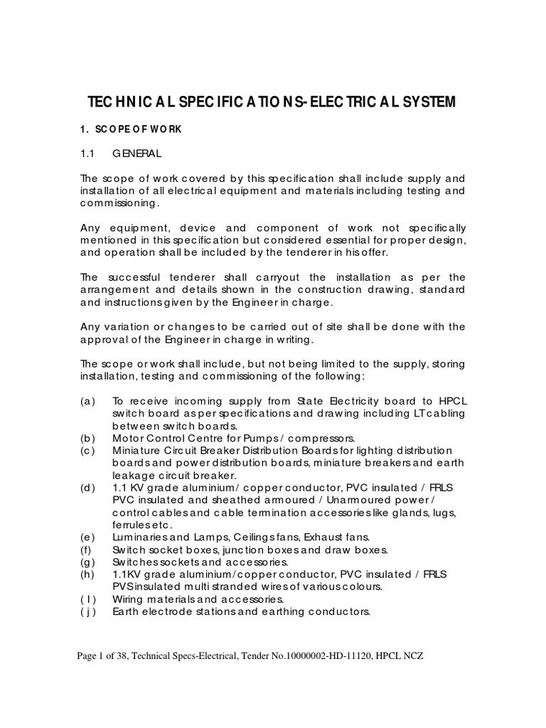 8 Technical Specs Electrical | PDF