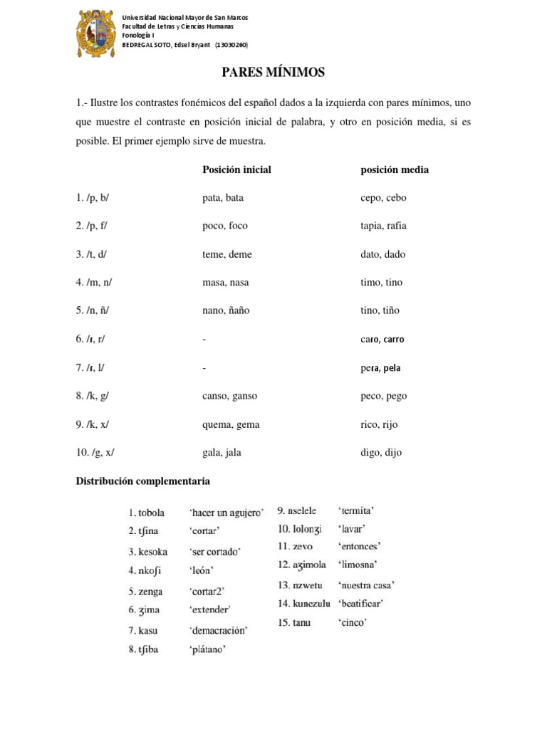 Pares Mínimos PDF | PDF | Fonema | Fonética