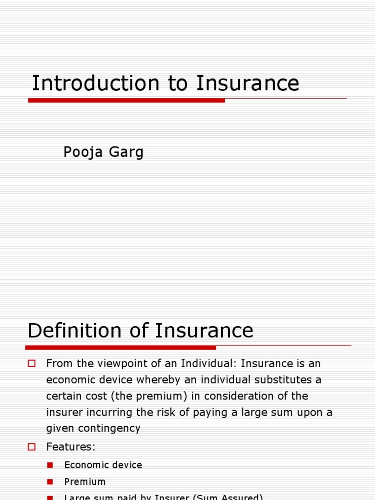 Introduction To Insurance | PDF | Insurance | Life Insurance