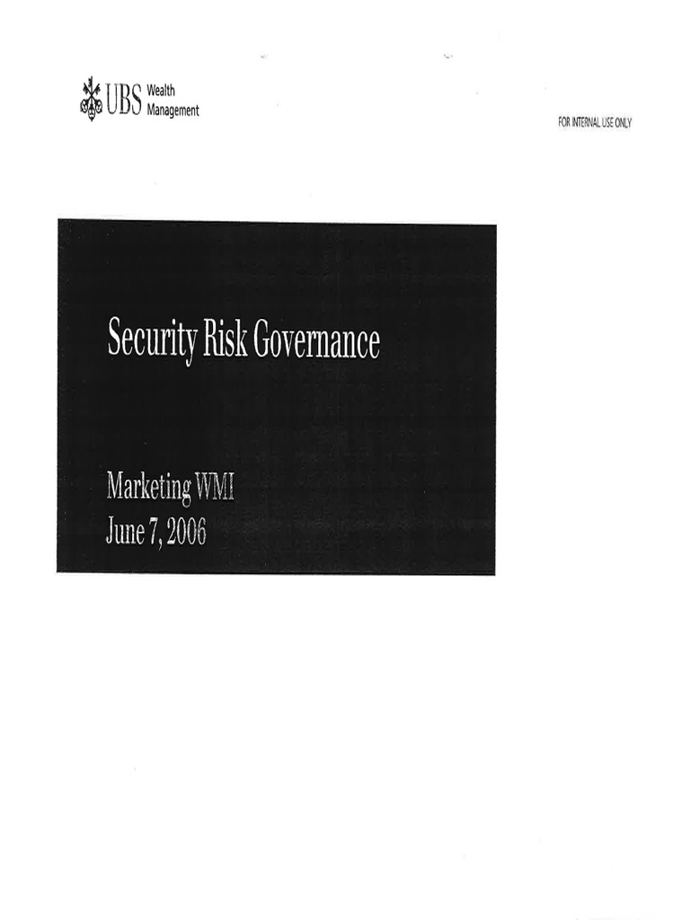 UBS - Security Risk Governance (2006) | PDF