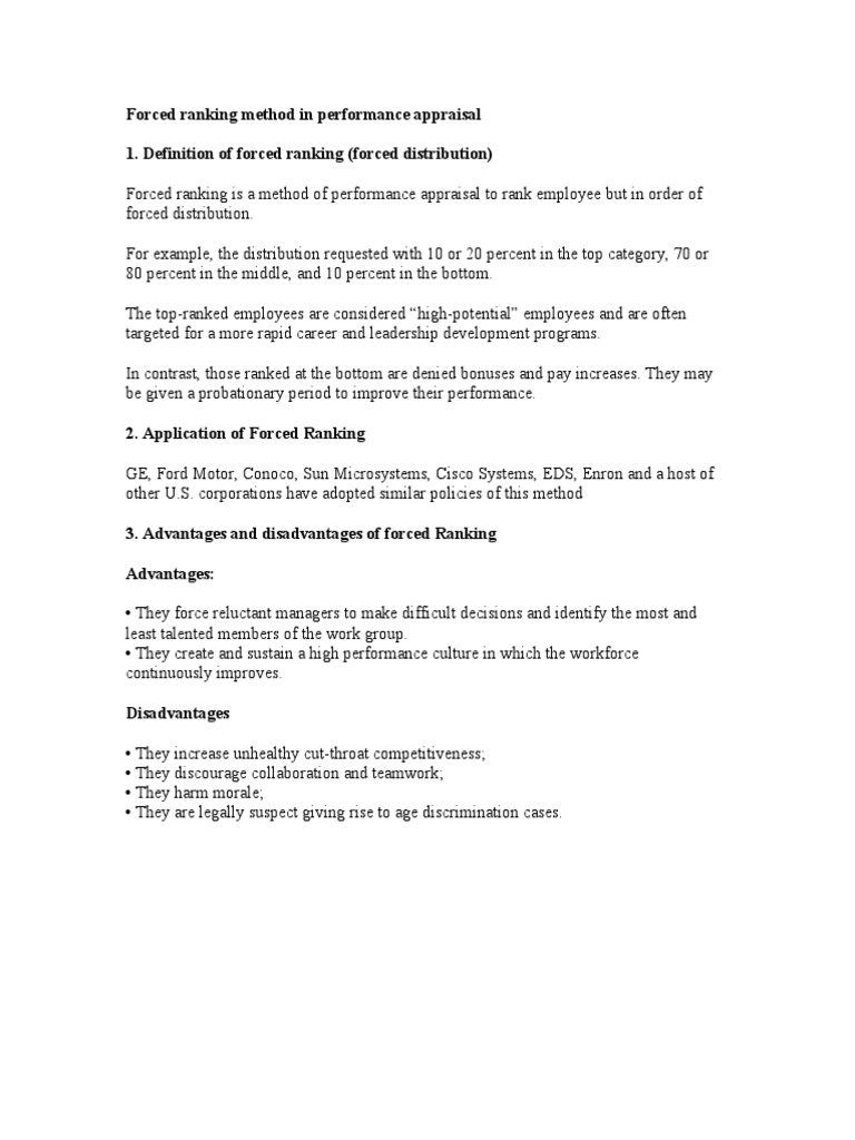 Forced Ranking Forced Distribution | PDF