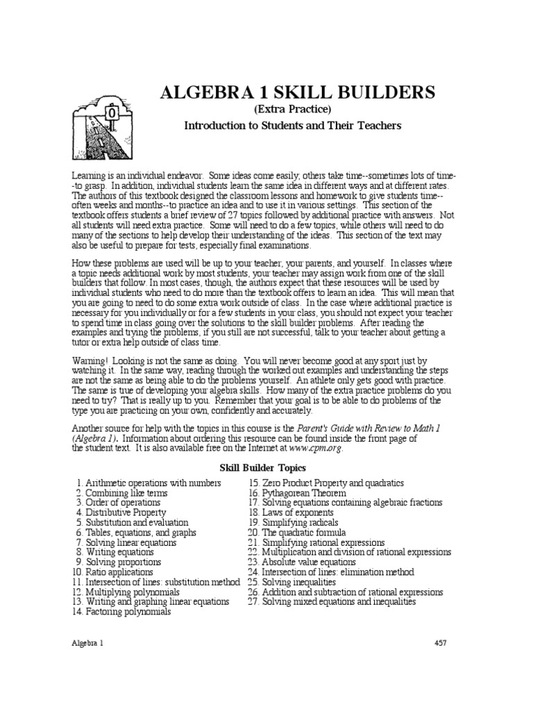 Algebra 1 Skill Builders | PDF | Factorization | Line (Geometry)