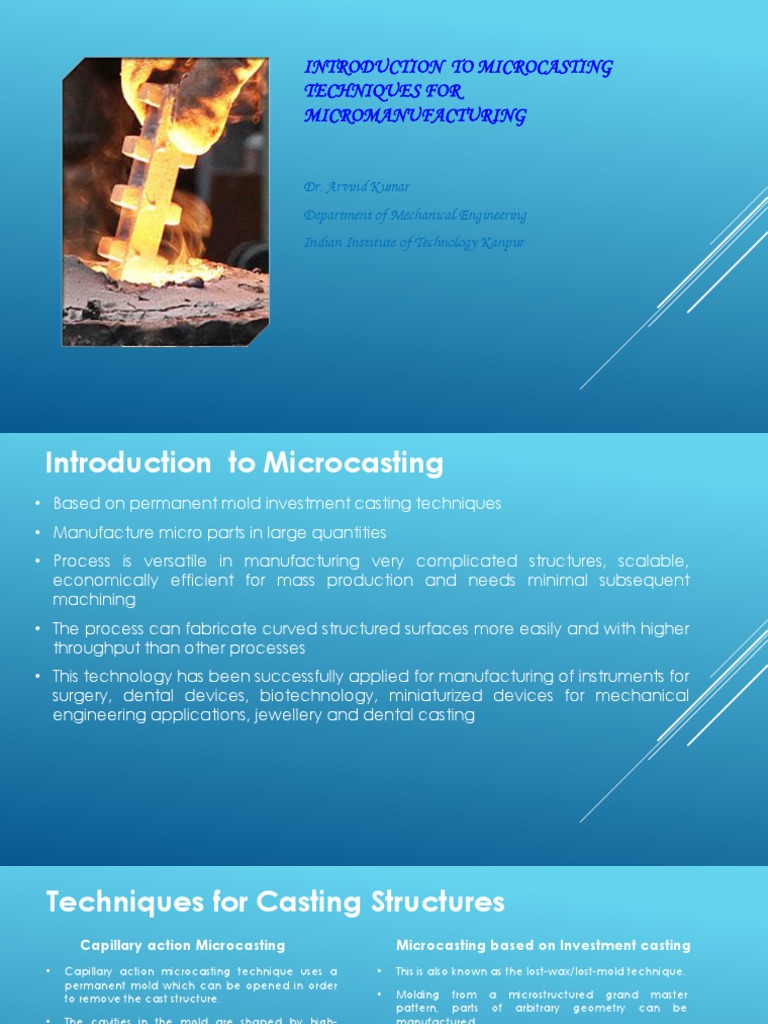 Introduction To Microcasting Techniques For MicroManufacturing | PDF | Casting (Metalworking ...