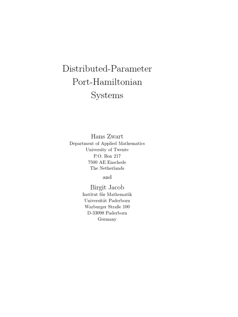 Control Of Distributed Parameter Systems Pdf Mathematical Analysis Physics 4472