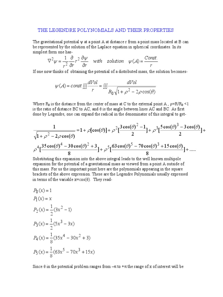 LEGENDRE POLYNOMIALS | PDF | Functions And Mappings | Mathematical Concepts
