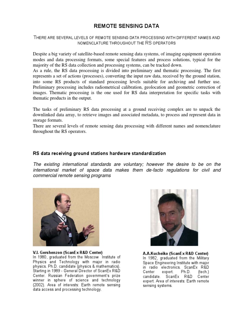 Remote Sensing Data Processing | PDF | Satellite | Radio