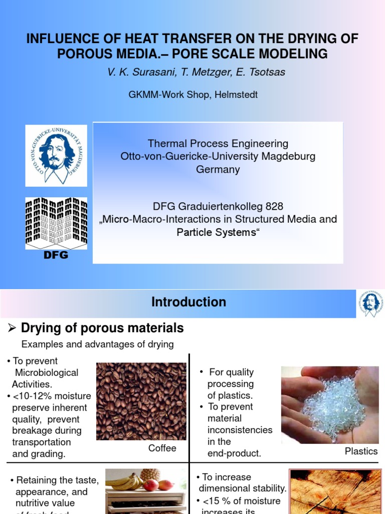 Influence of Heat Transfer On The Drying of Porous Media. - Pore Scale ...