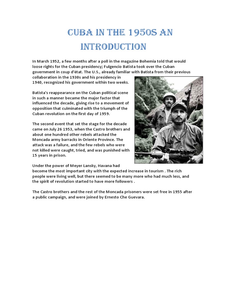 Cuba in The 1950s An | PDF | Che Guevara | Cuban Revolution