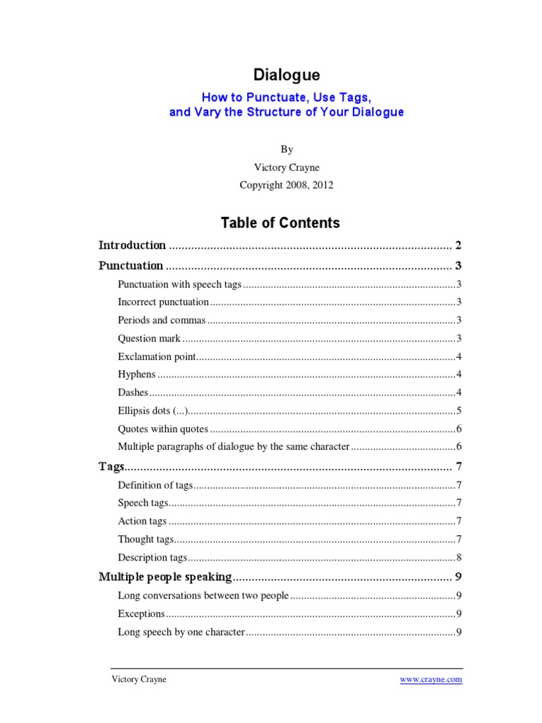 Dialogue How To Punctuate, Use Tags, and Vary The Structure of Your ...