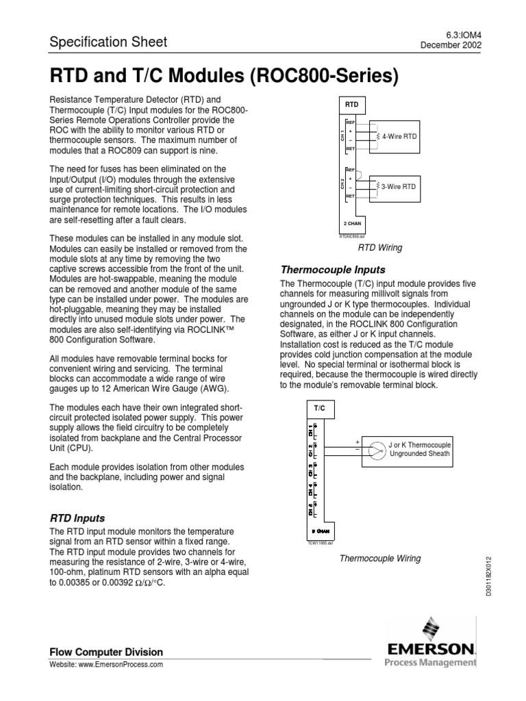RTD and T/C Modules (ROC800-Series) : Specification Sheet | Download ...