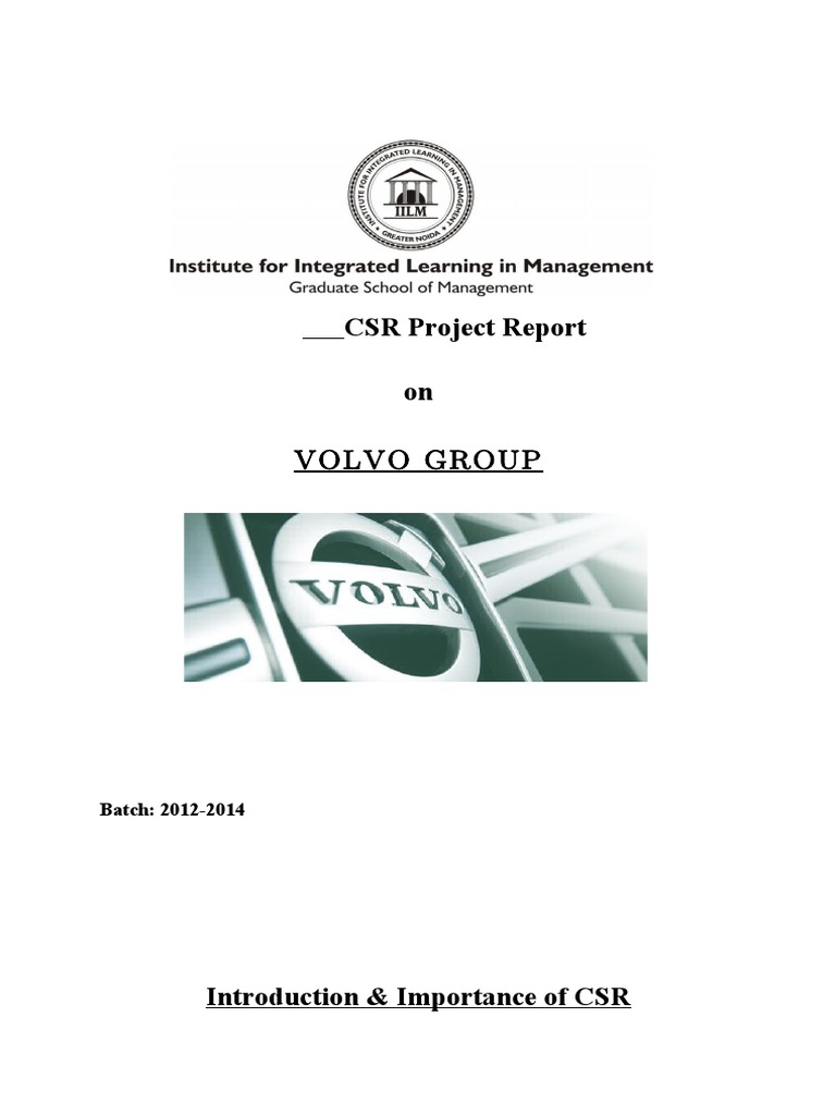 CSR Project Report On: Volvo Group | PDF | Corporate Social ...