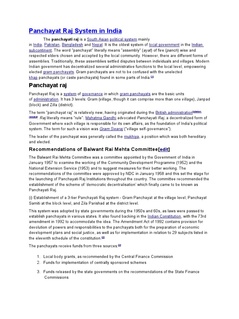 Decentralized Governance Through Panchayati Raj: The Constitutional ...