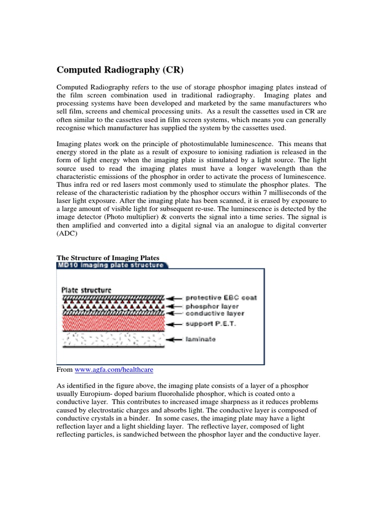 Computed Radiography (CR) : The Structure of Imaging Plates | PDF