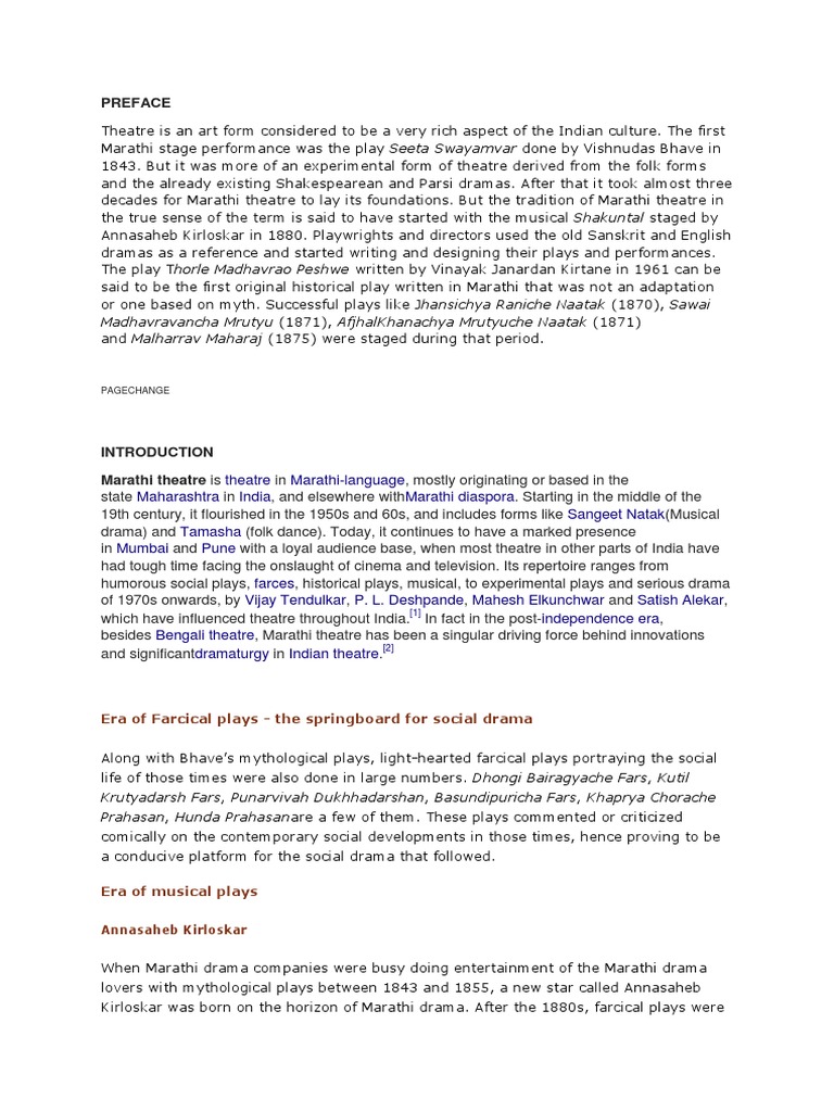 History of Marathi Theatre Evolution | PDF | Theatre | Performing Arts