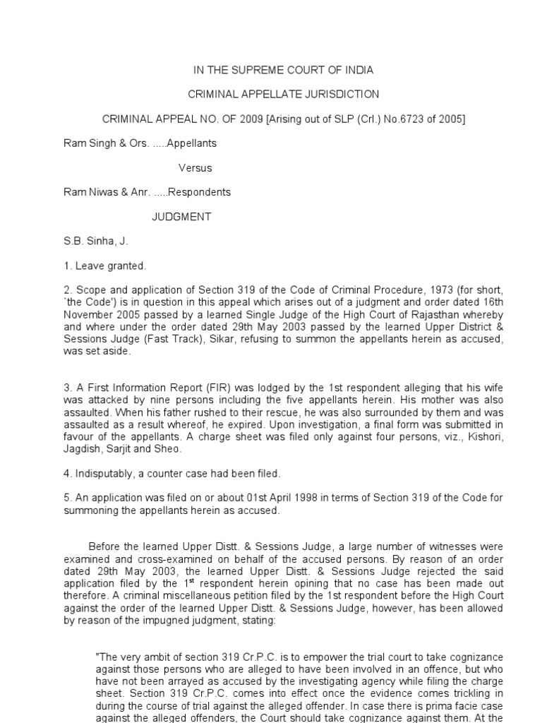 Scope and Application of Section 319 of The Code of Criminal | PDF ...